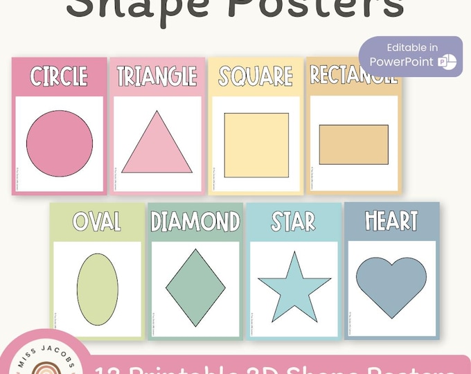 Shape Posters | Modern Simple Pastels | Calm Classroom Decor | Editable ...