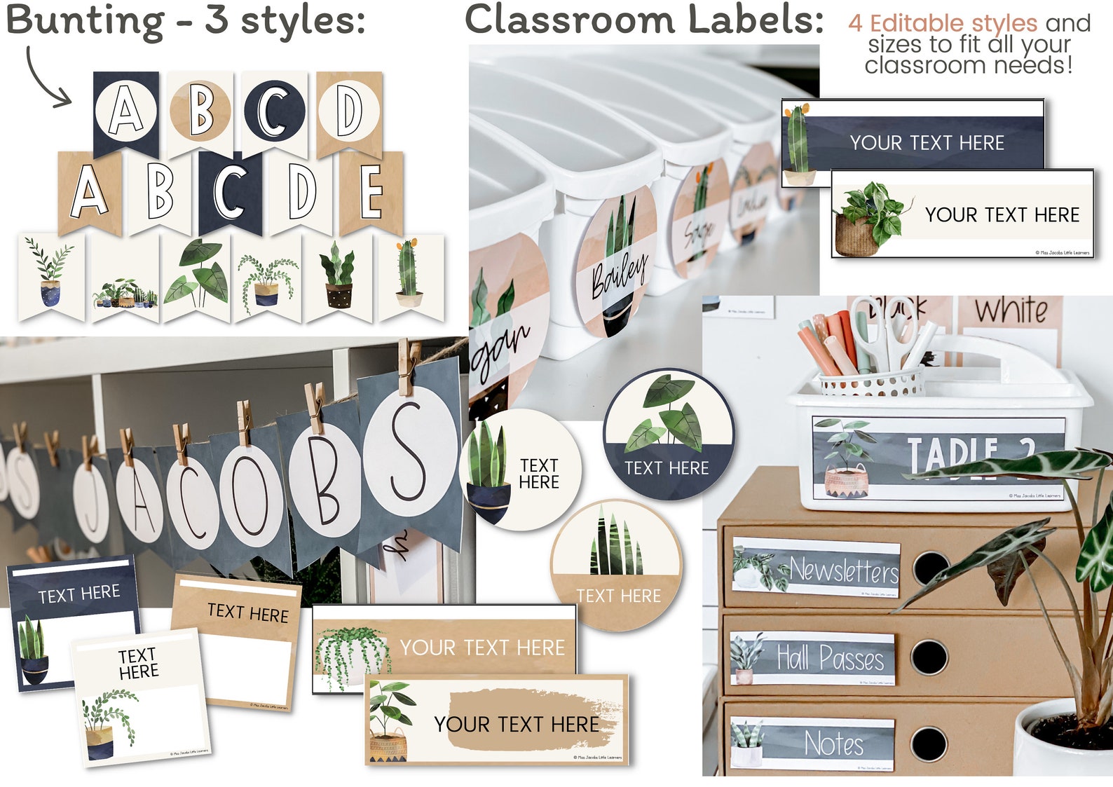 Boho Plants Classroom Decor Bundle Rustic Modern Boho Decor - Etsy