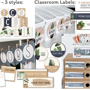 Boho Plants Classroom Decor Bundle Rustic Modern Boho Decor Editable - Etsy
