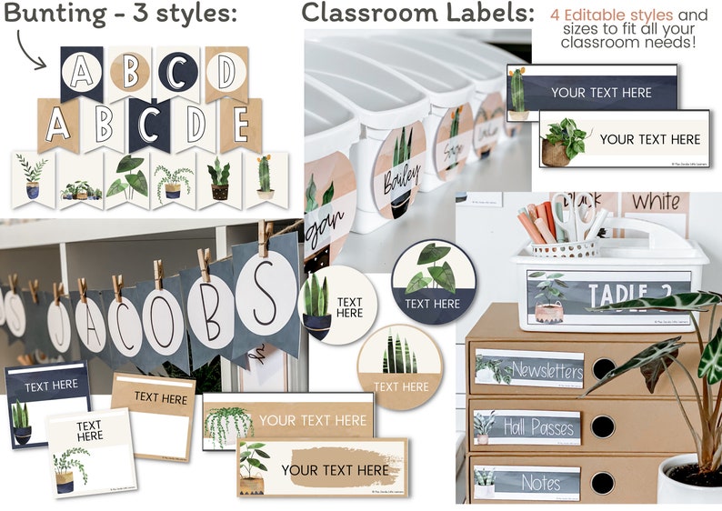 Boho Plants Classroom Decor Bundle Rustic Modern Boho Decor - Etsy