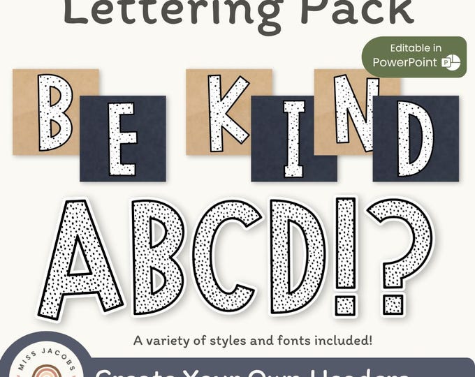 Modern Boho Bulletin Board Letters Display | Editable Rustic Spotted ...