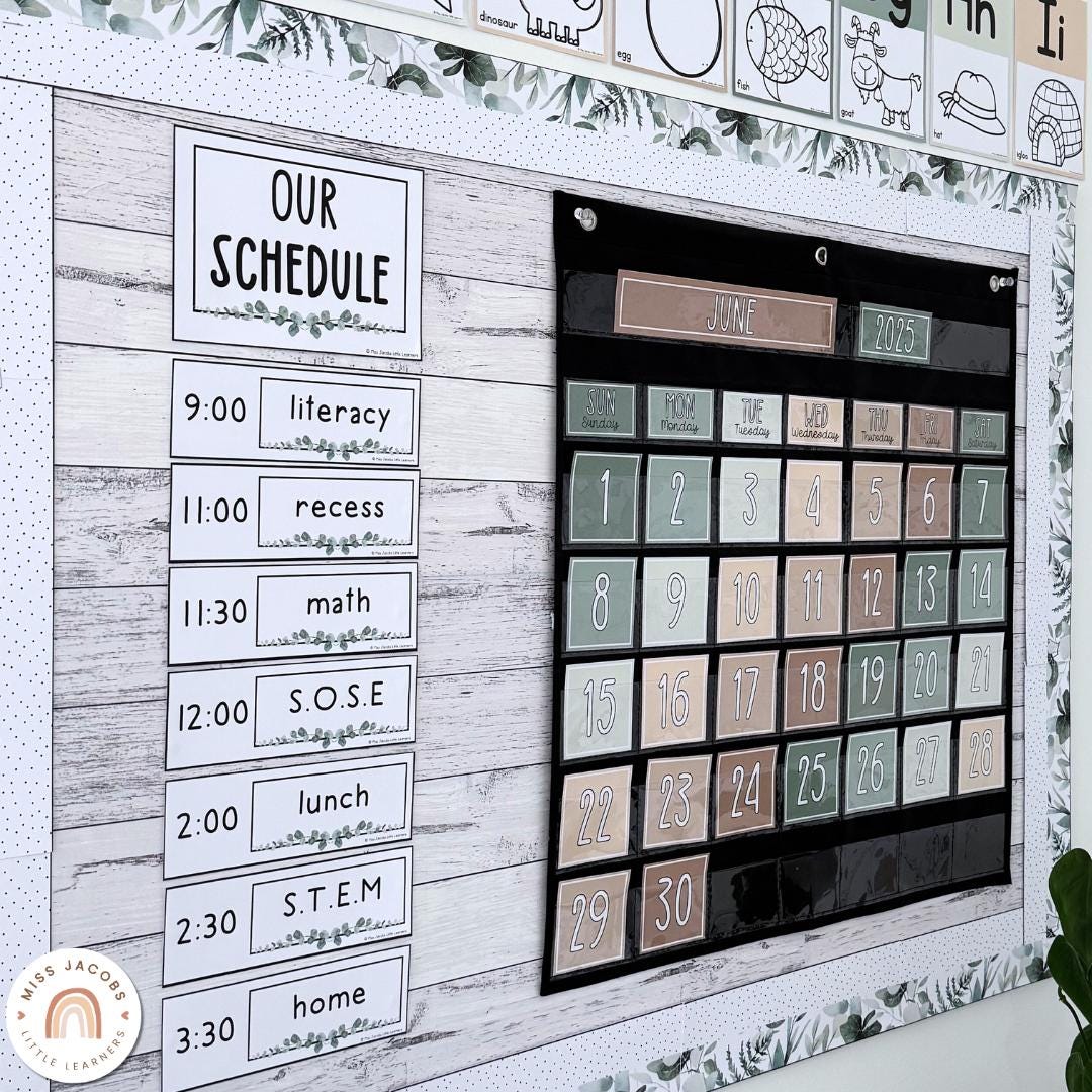 MODERN BOTANICAL Classroom Decor Bundle, Eucalyptus & Botanical Prints ...