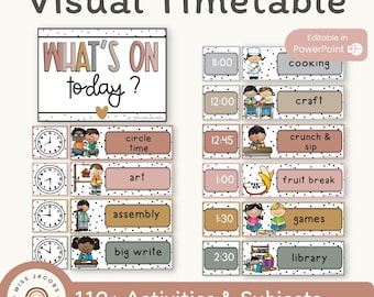Visual Timetable and Daily Schedule | Spotty Boho Classroom Decor ...