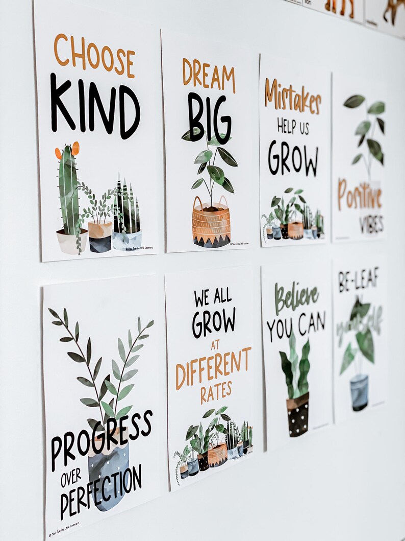Modern Boho Plants Motivational Growth Mindset Classroom - Etsy