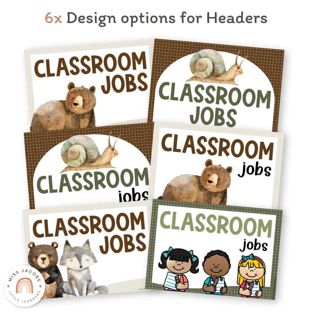 Woodland Classroom Job Chart Forest Animals Theme, Editable Nature ...
