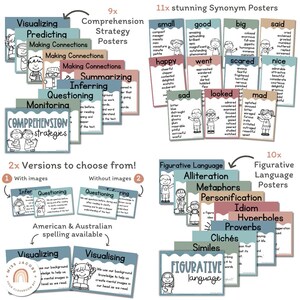 English Posters Bundle | Reading and Writing Strategies | Cute Sea Life ...