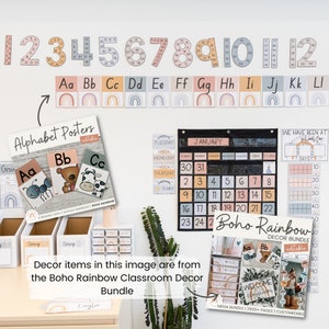 BOHO RAINBOW Alphabet Posters | Editable | Neutral Rainbow | Vintage ...