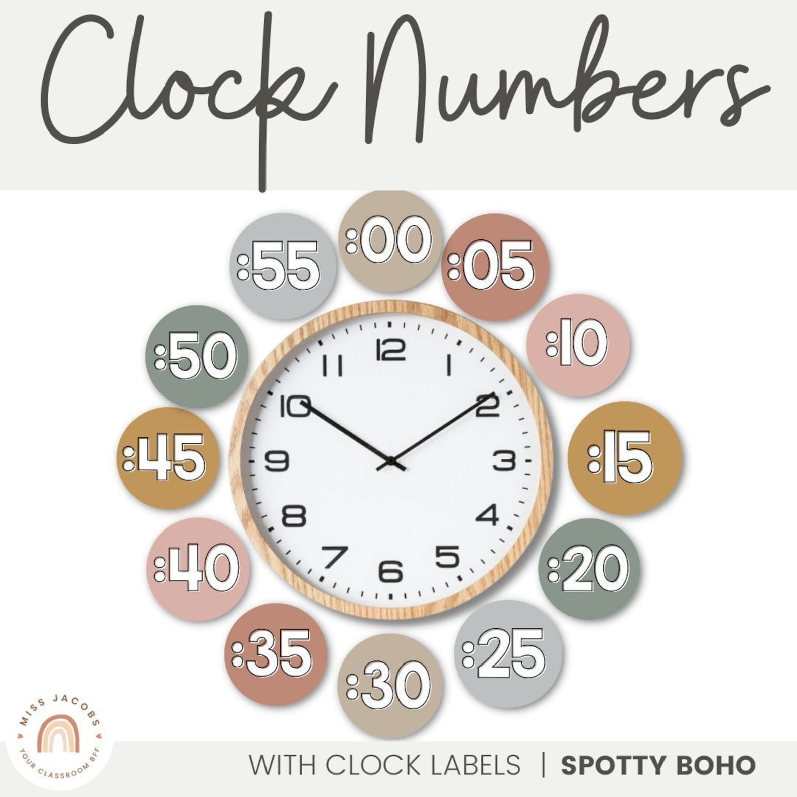 Clock Number Labels SPOTTY BOHO Classroom Decor - Etsy