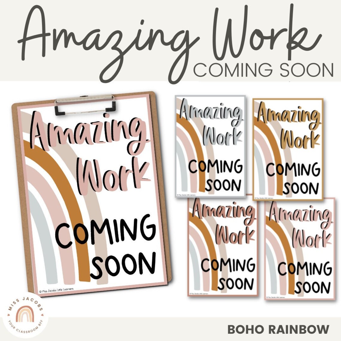 Amazing Work Coming Soon Poster BOHO RAINBOW Classroom Decor - Etsy