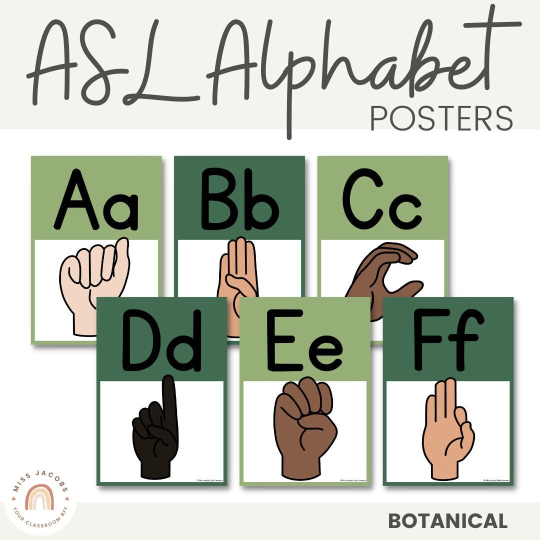Botanical ASL Alphabet Posters | Modern Farmhouse Classroom Decor ...