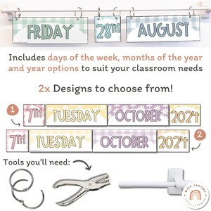 Flip Calendar | Interactive Date Display | Daisy Gingham Pastels ...