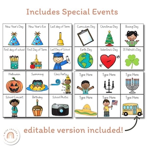 Cutesy Calendar and Weather Classroom Display, Printable Teacher Pocket ...