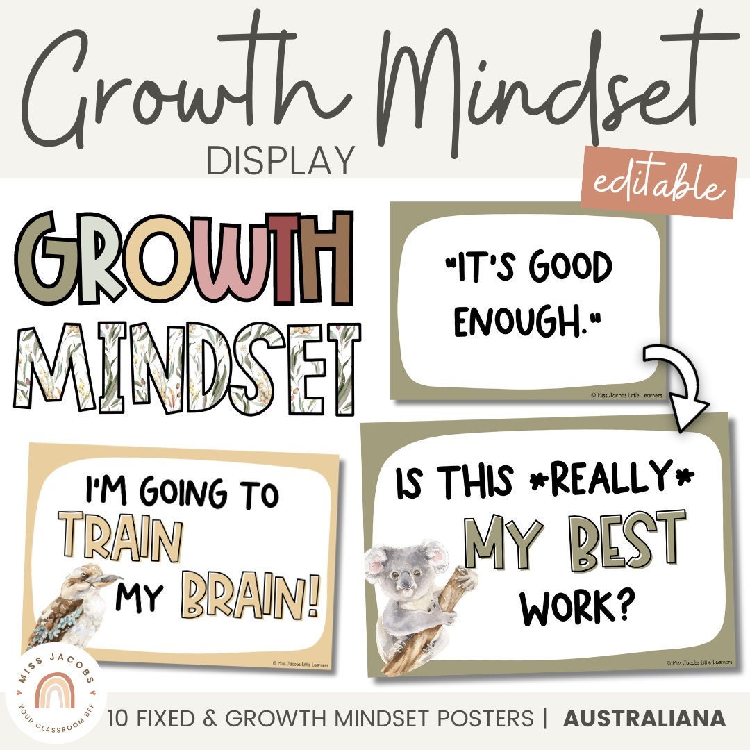 Modern Growth Mindset Display Australiana Classroom Decor - Etsy