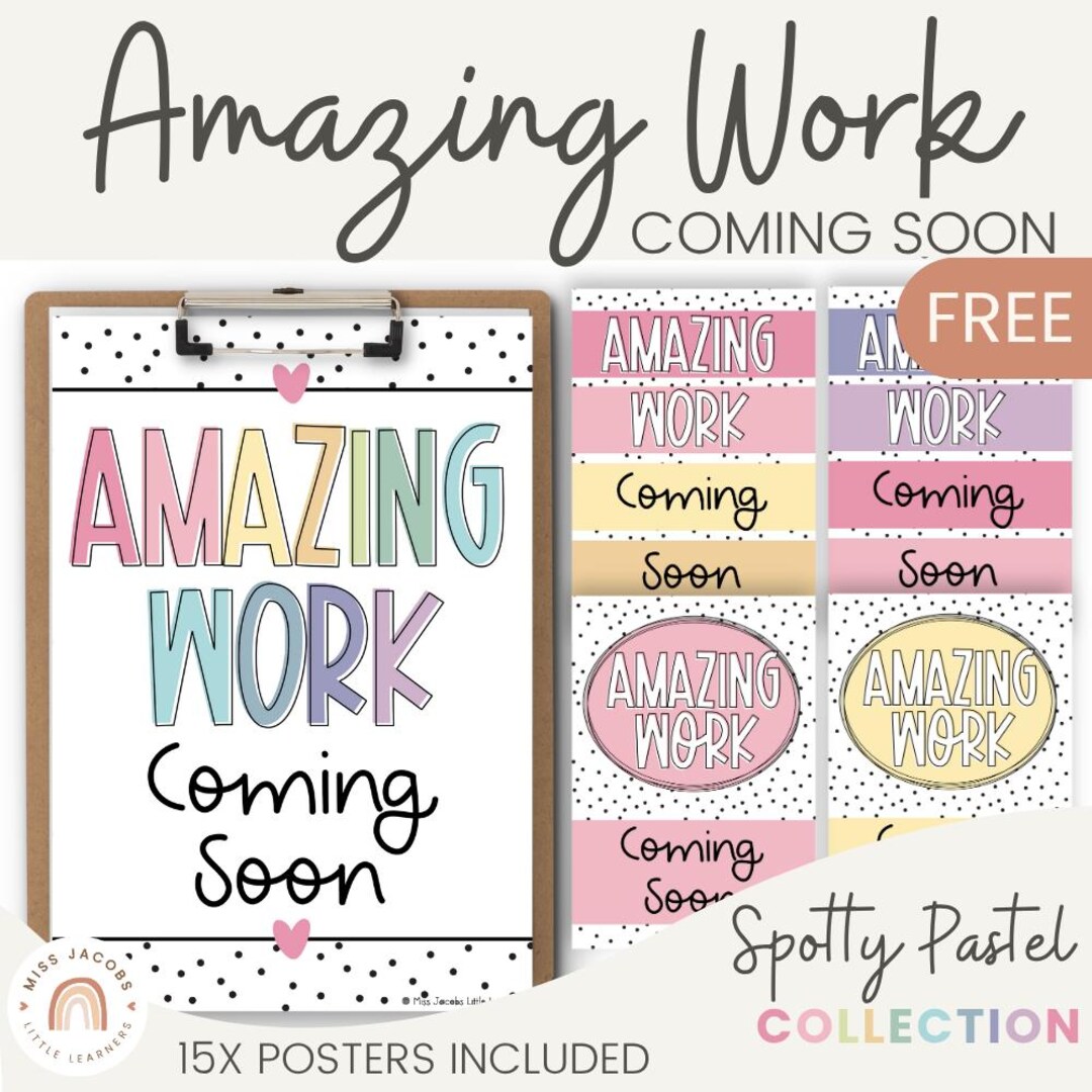 Amazing Work Coming Soon Poster | SPOTTY PASTELS - Etsy
