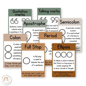 Earthy Punctuation Posters, Printable ELA Anchor Charts, Editable ...