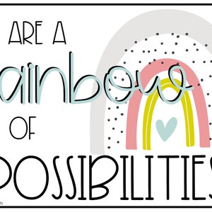 MODERN RAINBOW Door Display | Positive Affirmation Display | Editable ...