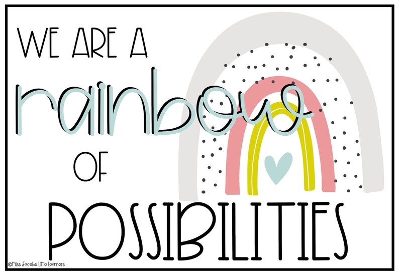 MODERN RAINBOW Door Display | Positive Affirmation Display | Editable ...