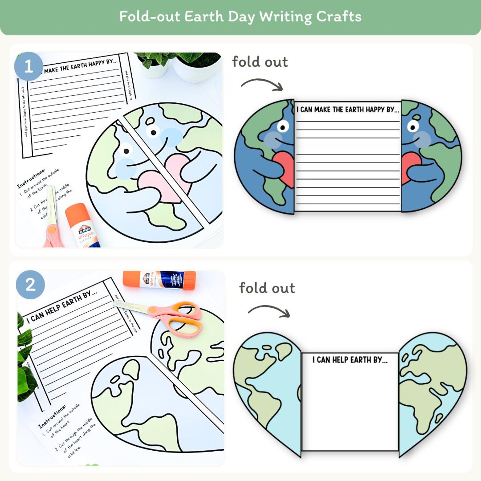 Printable Earth Day Crafts for Kids & Writing Activity Pack for ...