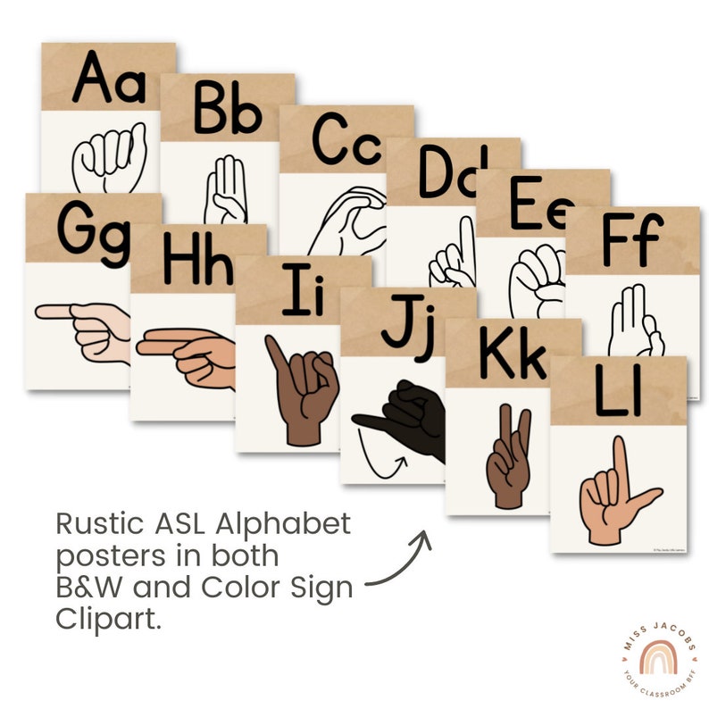 Modern Rustic ASL Alphabet Posters - Etsy