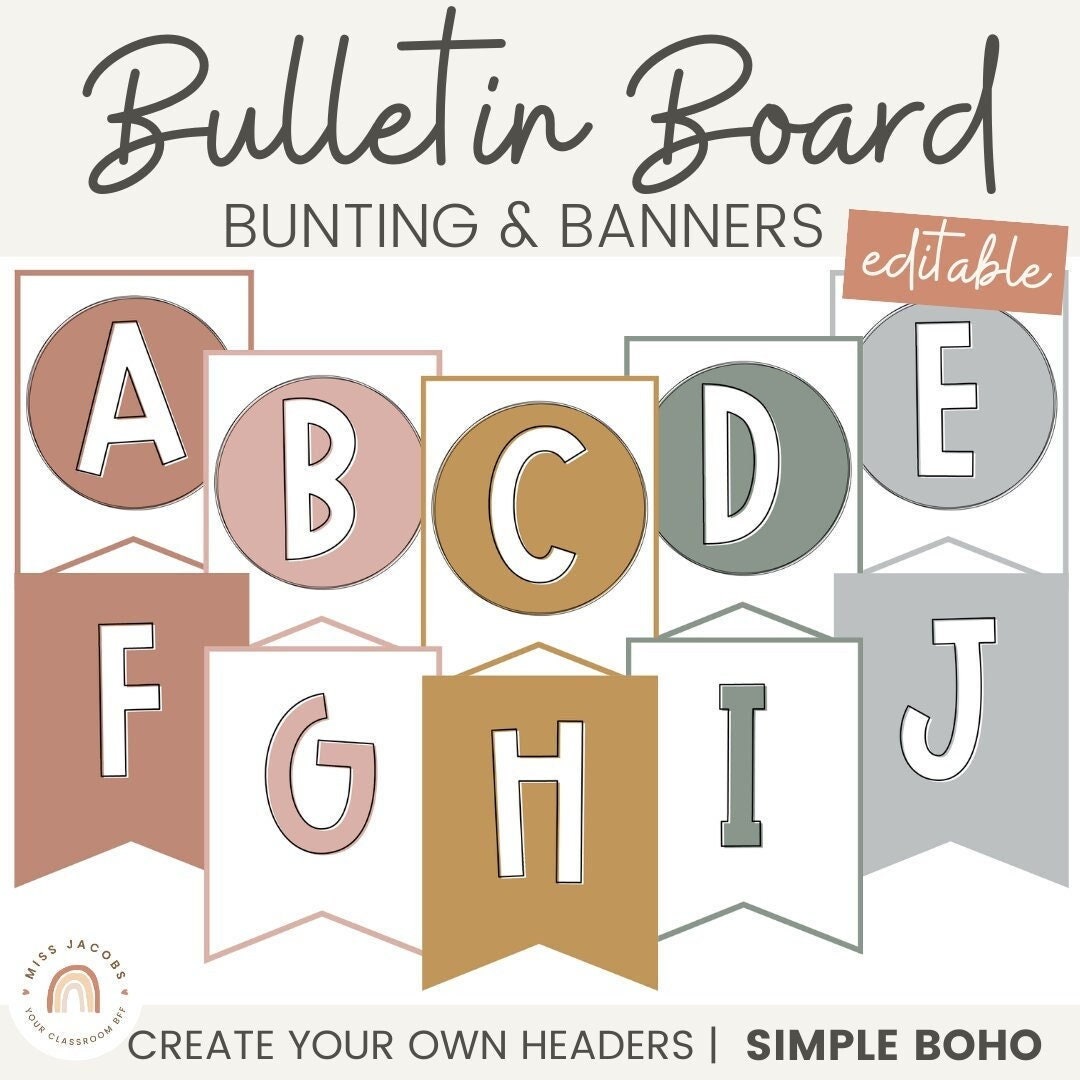 Bulletin Board Bunting | SIMPLE BOHO | Editable - Etsy