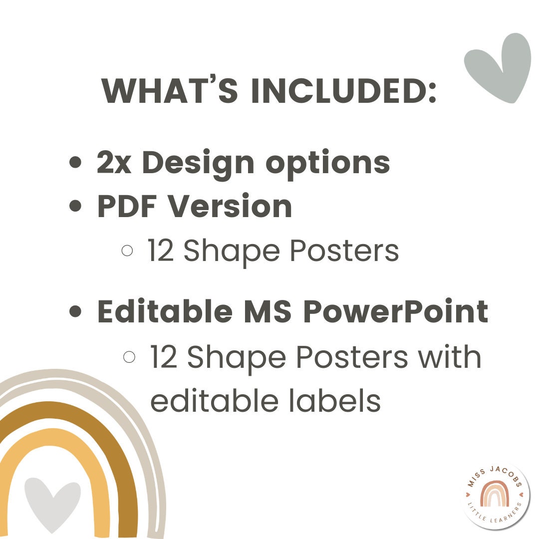 Shape Posters | Modern Boho Rainbow | Calm Classroom Decor | Editable ...
