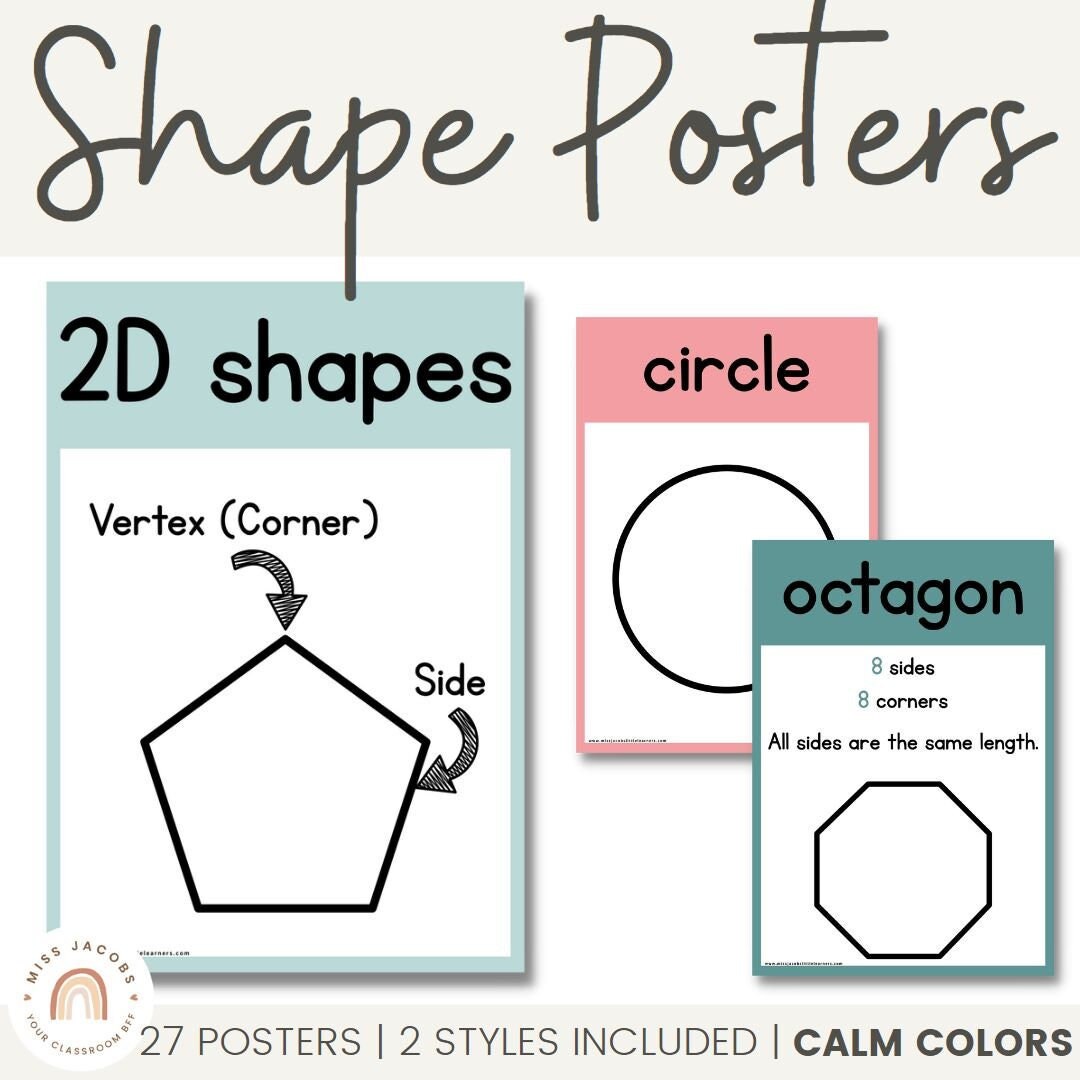 CALM COLORS Shape Posters | Modern Rainbow Classroom Decor - Etsy