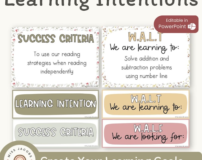 Learning Intentions & Success Criteria Posters | WALT and WALF ...