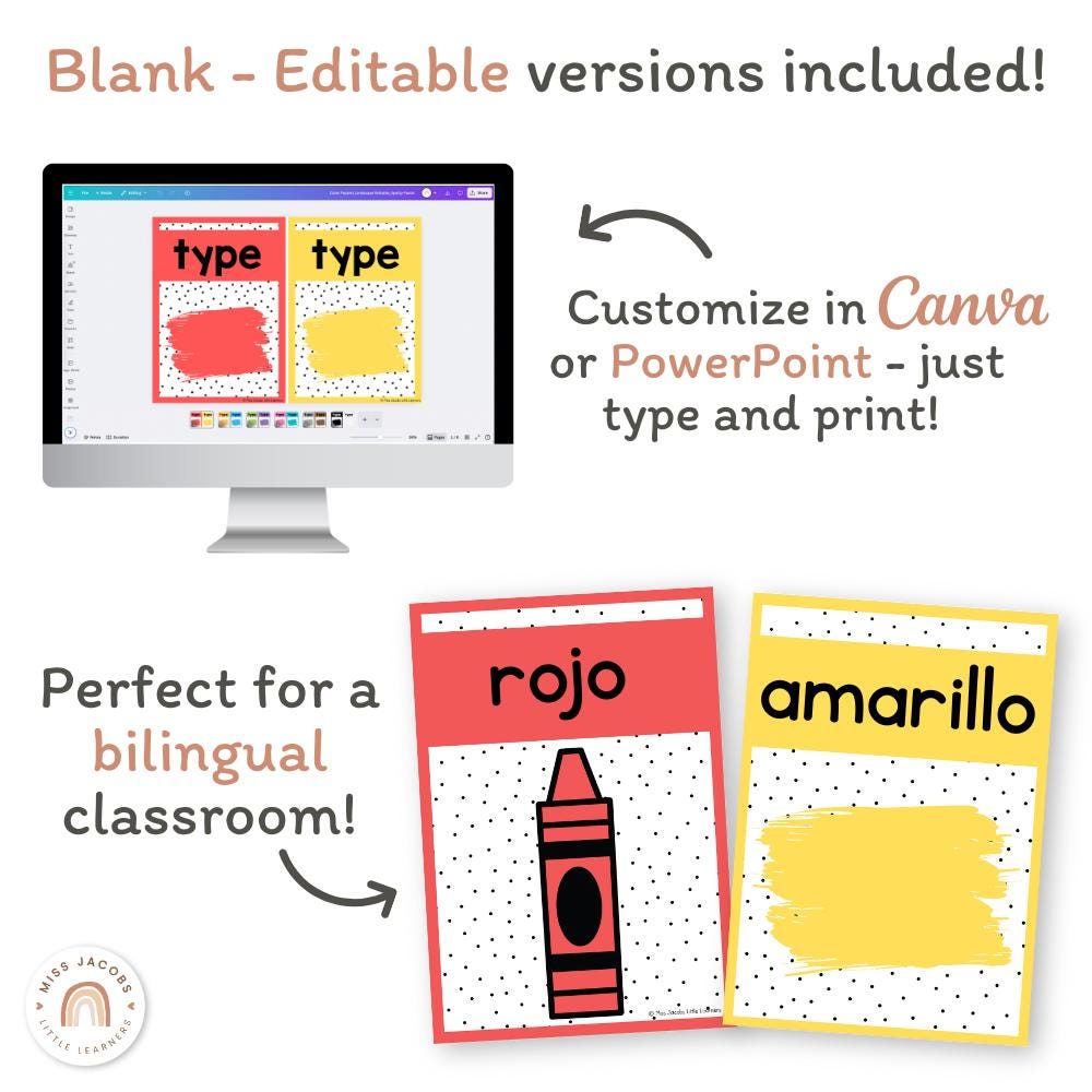 Spotty Color Posters | B&W Spotted Classroom Decor | Editable - Etsy