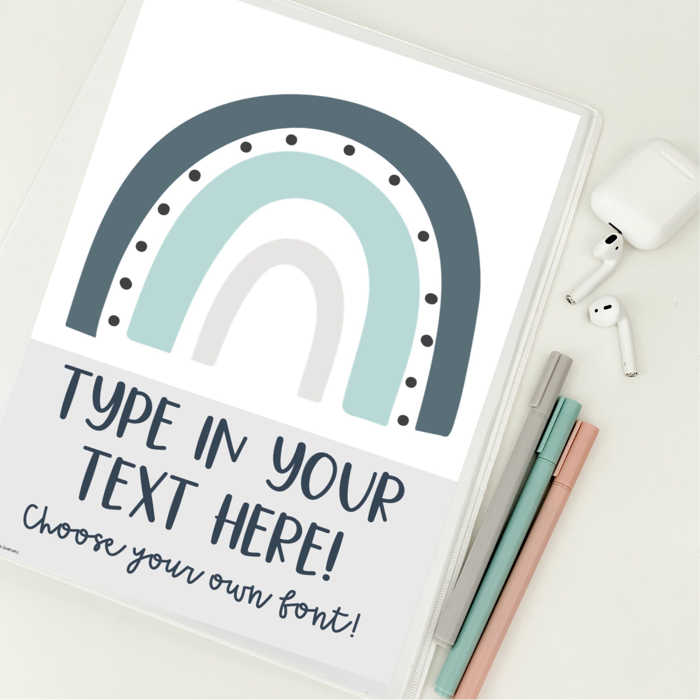 MODERN RAINBOW Binder Covers and Spines Editable Calm | Etsy