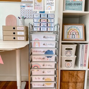 MODERN RAINBOW Teacher Trolley Labels | Editable | Calm Colors Decor - Etsy