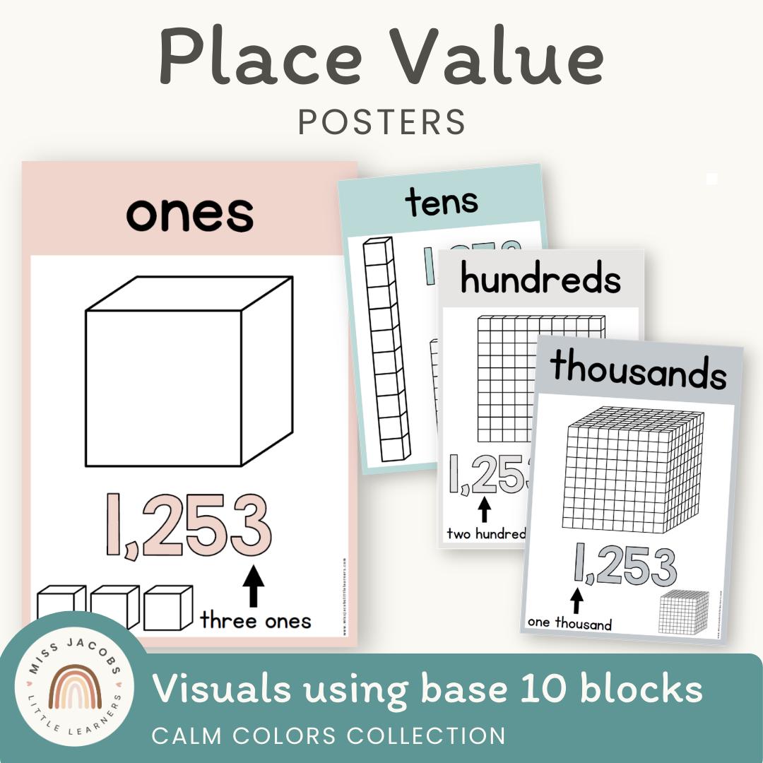 CALM COLORS Place Value Posters | Math Posters | Modern Rainbow ...