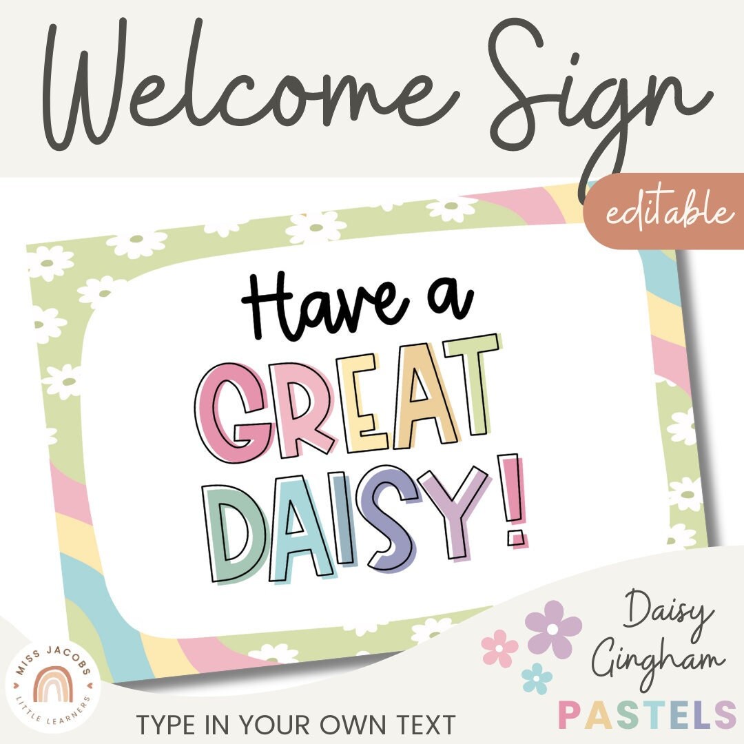 Welcome Posters | Daisy Gingham Pastels Classroom Decor | Editable - Etsy
