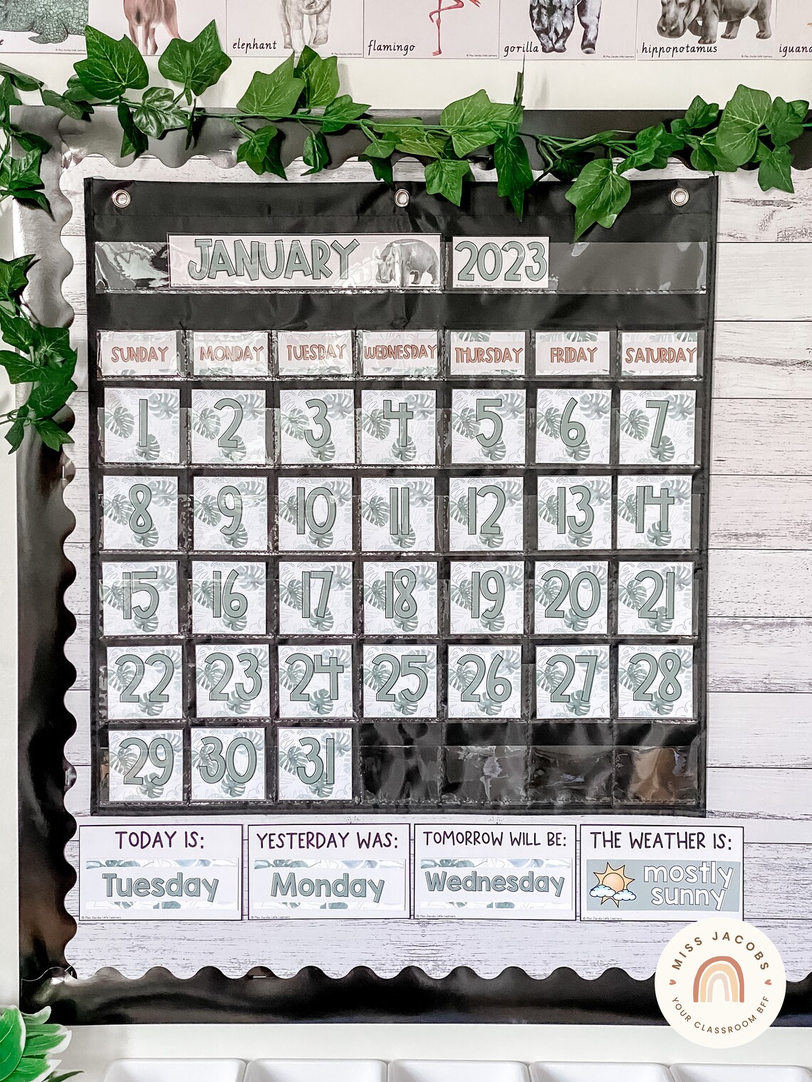 Classroom Calendar | Modern Jungle | Pocket Chart and Standard Size - Etsy