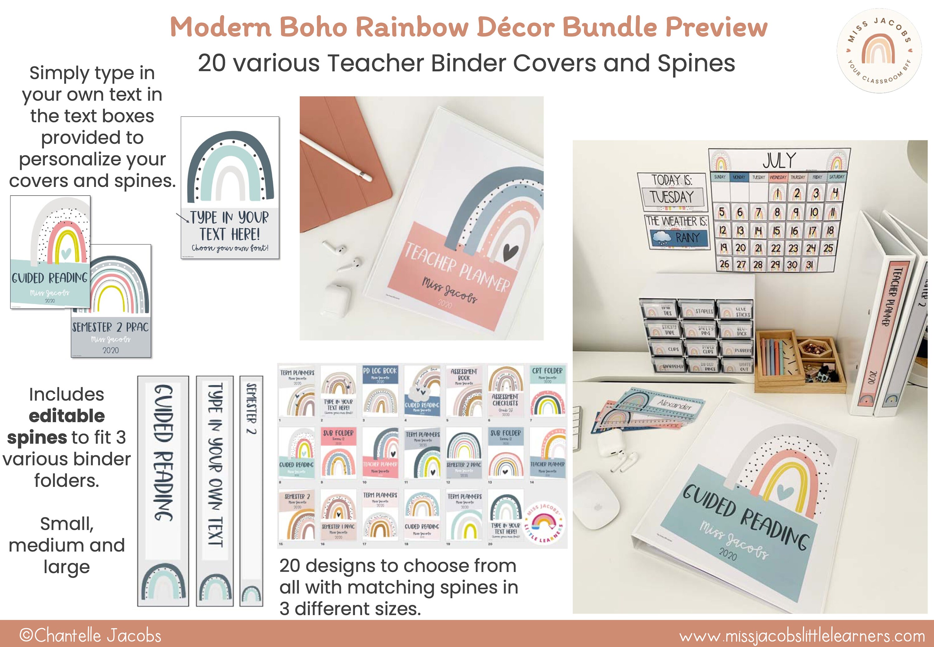 MODERN RAINBOW Classroom Decor Bundle Editable Calm Colors - Etsy Australia