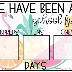 TROPICAL 100 Days of School Tally | 200 Days Countdown | Tropical ...