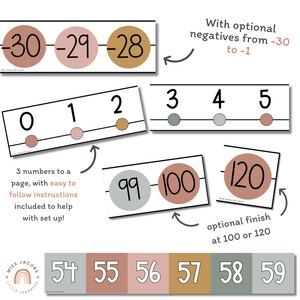 BOHO NEUTRAL Classroom Number Line Display With Negatives | Neutral ...