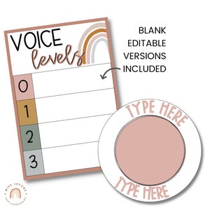Boho Rainbow Voice Noise Level Display EDITABLE Classroom - Etsy