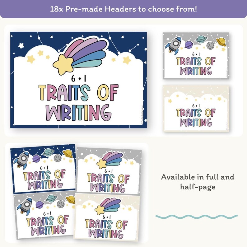 6 + 1 Traits of Writing Posters: Dreamy Space Pastel ELA Anchor Charts ...