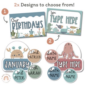 Birthday Display | Cute Sea Life Classroom Decor | Editable - Etsy
