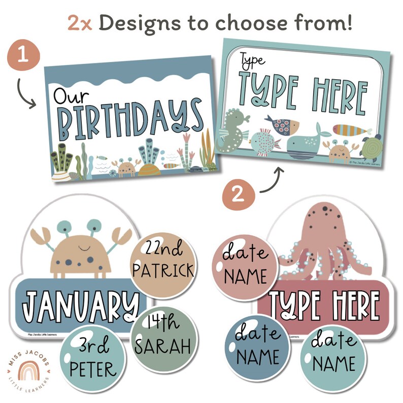 Birthday Display | Cute Sea Life Classroom Decor | Editable - Etsy ...
