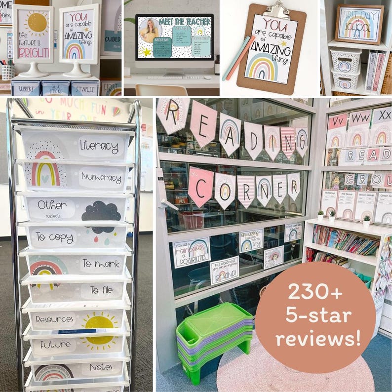 MODERN RAINBOW Classroom Decor Bundle | Editable | Calm Colors ...
