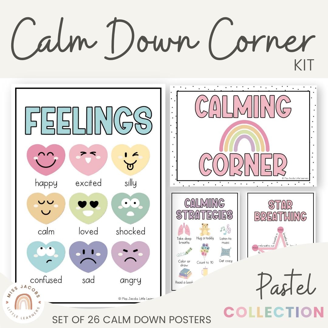 Pastel Calm Down Corner Kit, Printable Emotional Support Activities ...