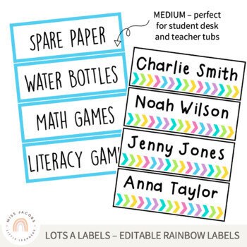 RAINBOW Editable Tray Labels Classroom Labels & Name Tags - Etsy