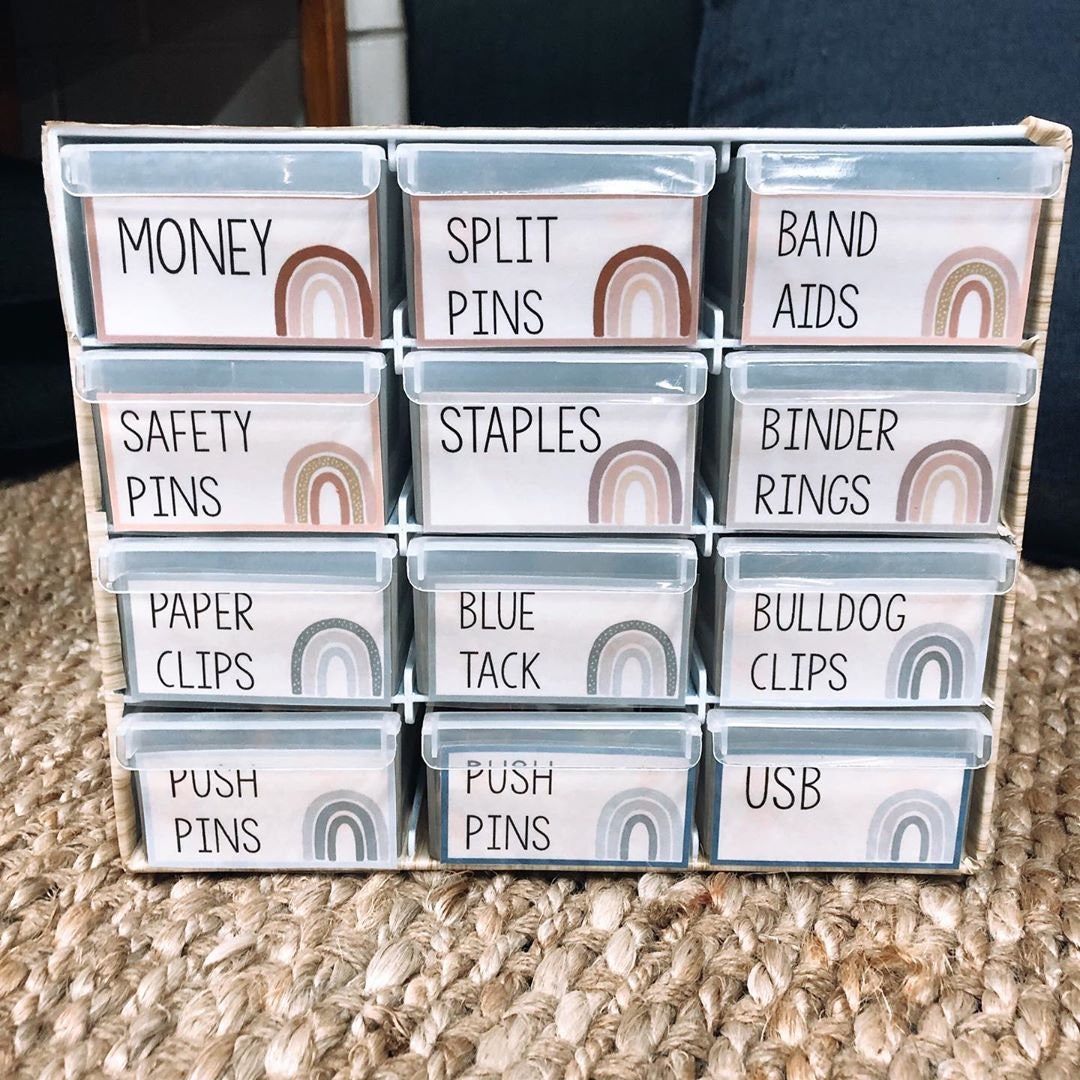 BOHO RAINBOW Teacher Toolbox Labels Editable Neutral - Etsy