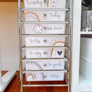 BOHO RAINBOW Teacher Rolling Cart Labels | Editable | Neutral Rainbow ...