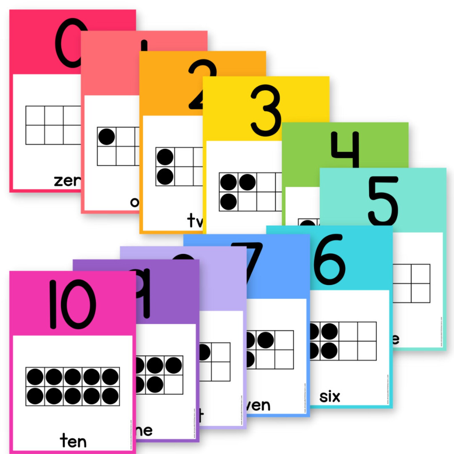 Number Posters Ten Frame RAINBOW BRIGHTS - Etsy