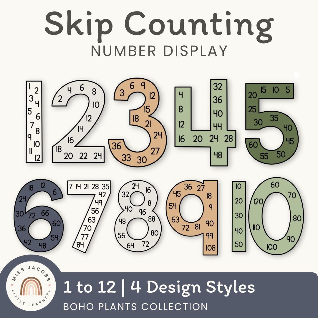 Skip Counting | Multiples Large Number Display | Rustic BOHO PLANTS ...