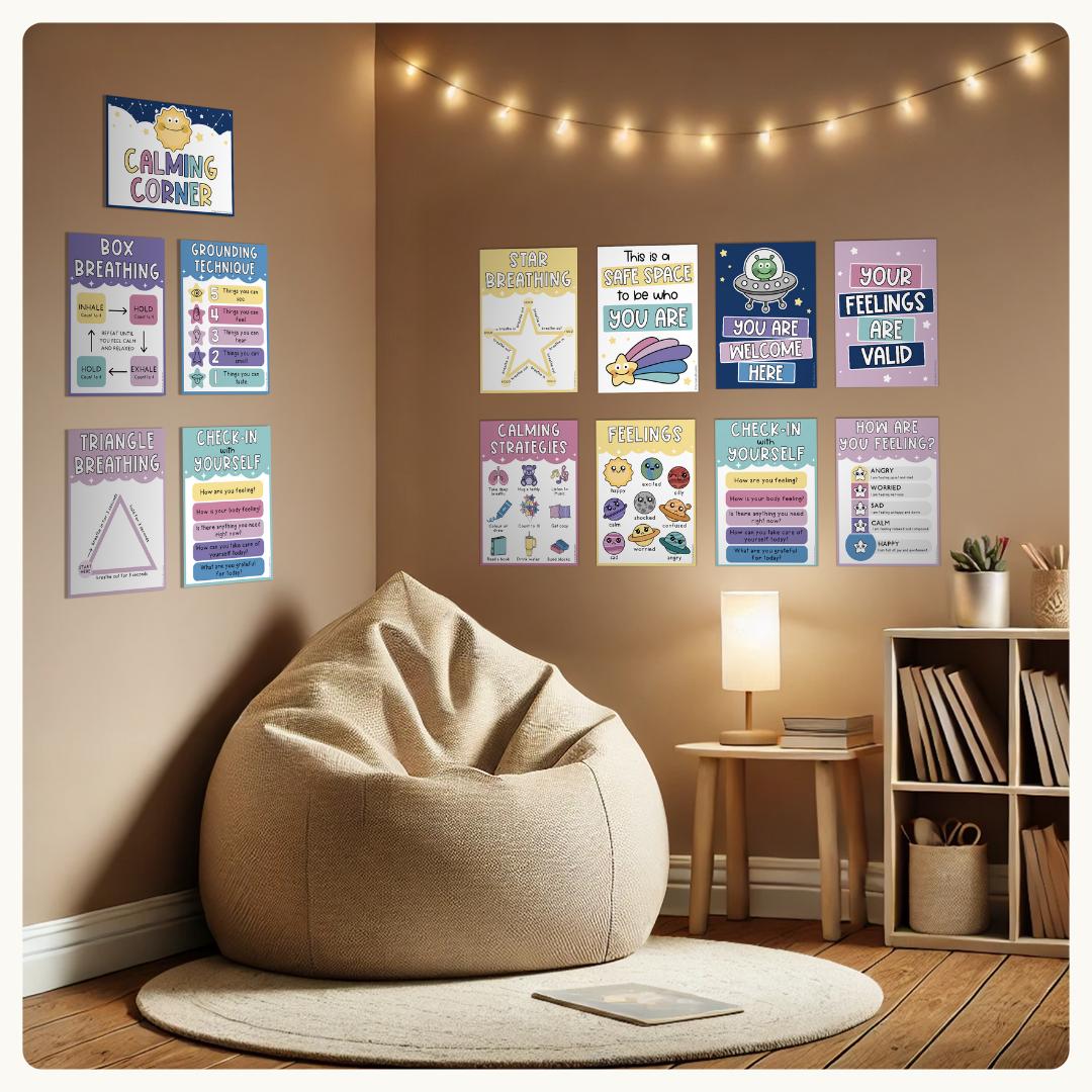 Calm Down Corner Posters: Dreamy Space SEL Regulation Techniques ...