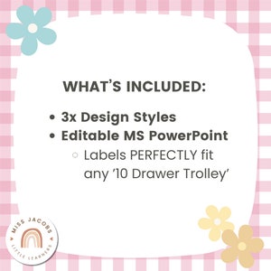 Teacher Trolley Labels | 10 Drawer Cart Labels in Daisy Gingham ...