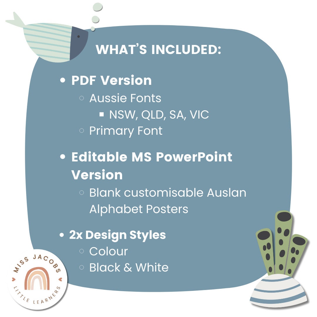 Auslan Alphabet Poster, Australian Sign Language Poster With Hand ...